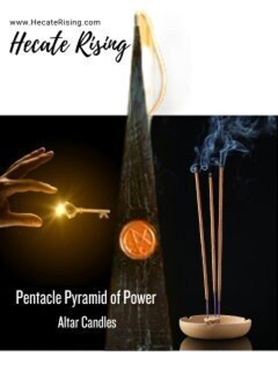 Pentacle Pyramid of Power Altar Candle BLACK Gold Pentacle Pyramid of ...