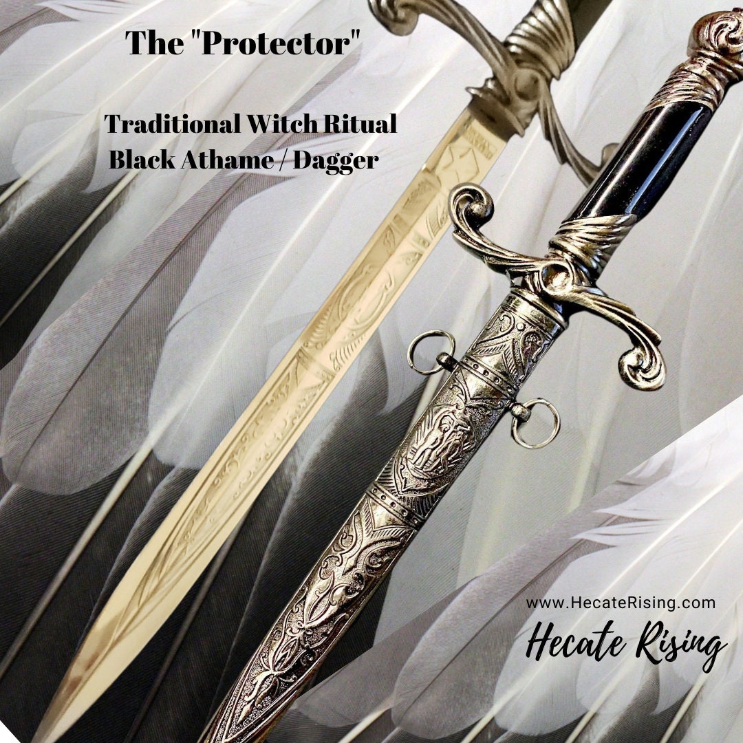 Traditional Witch Ritual Black Athame / Dagger - Etsy
