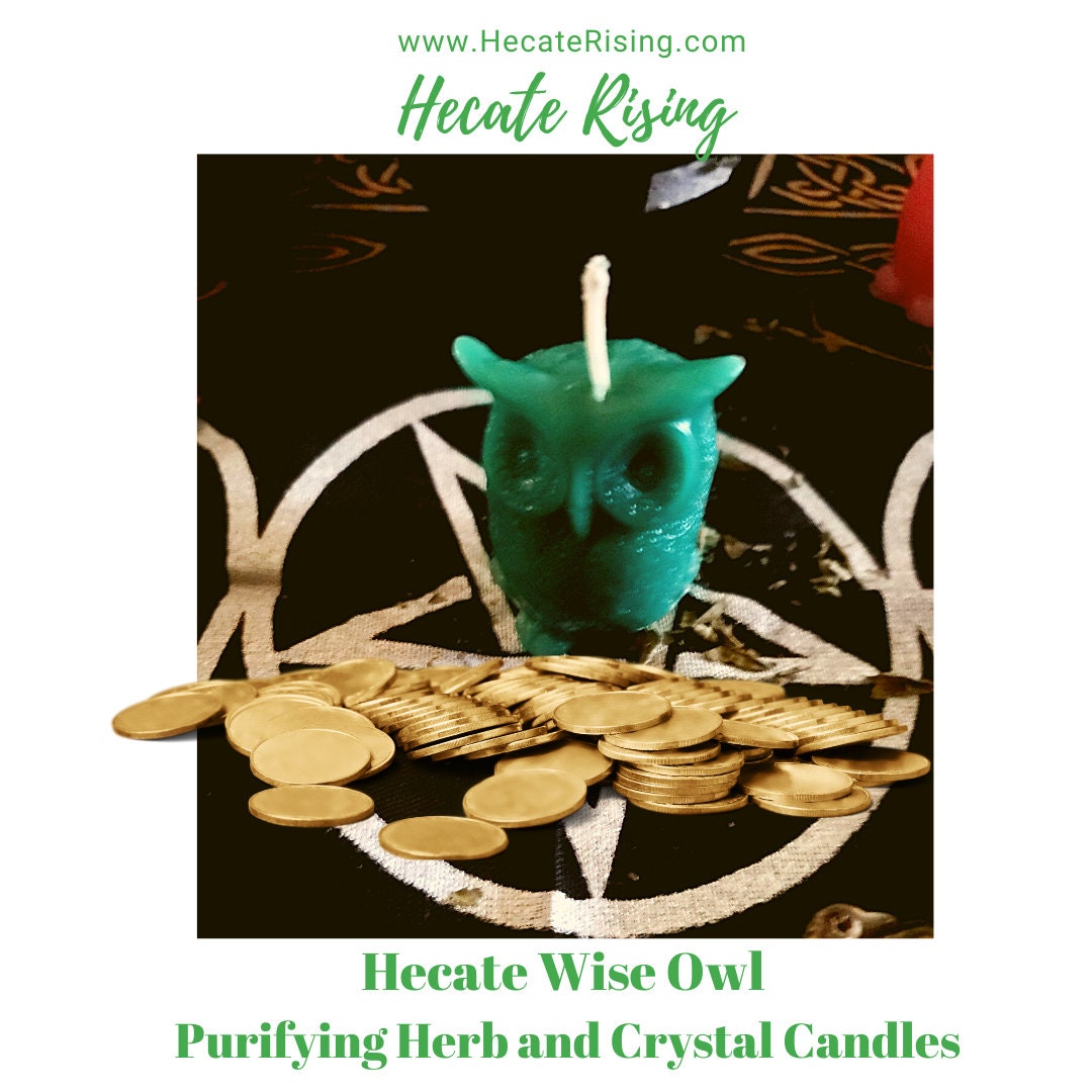 Hecate Wise Owl Purifying Herb and Crystal Candles - Etsy