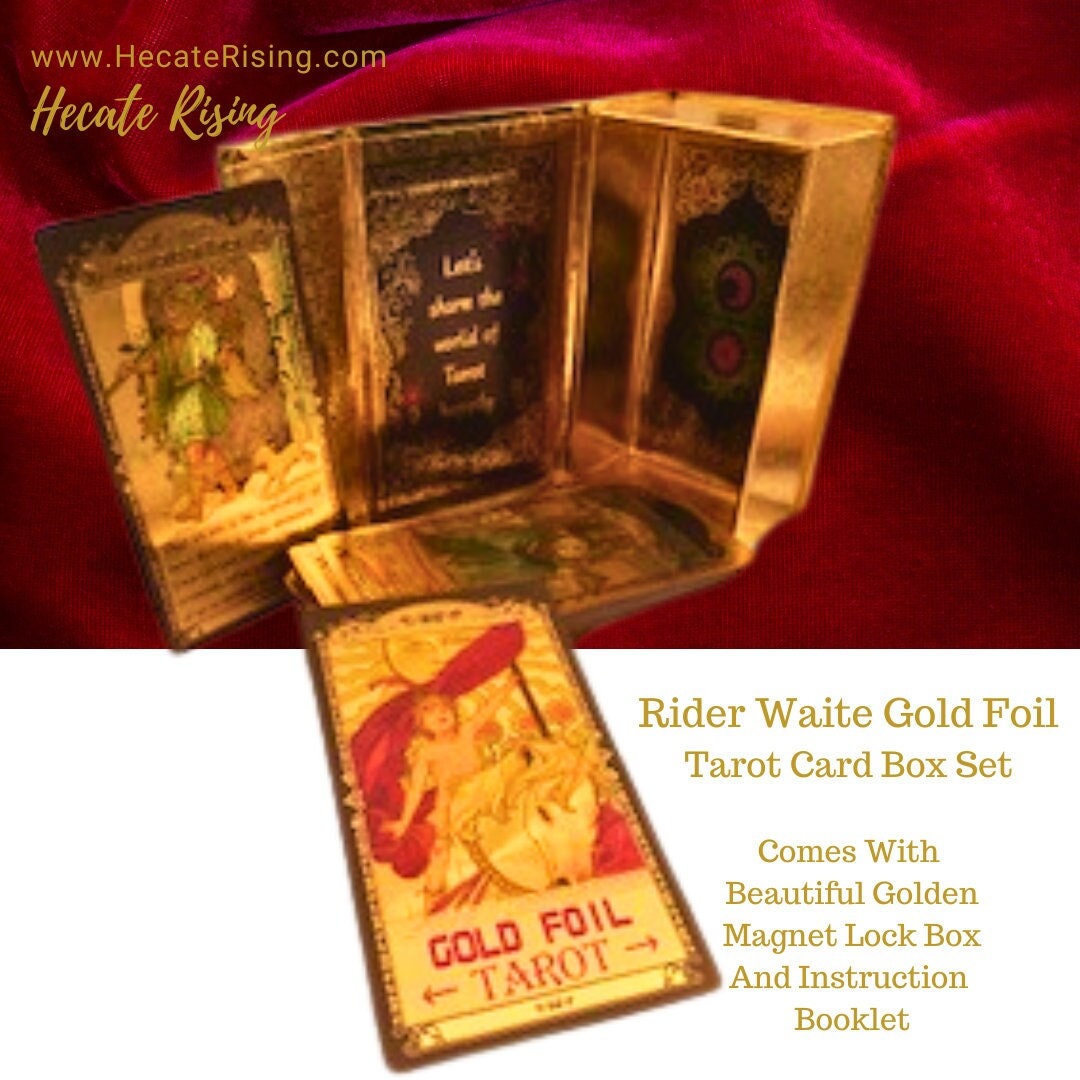 Rider Waite Gold Foil Tarot Cards Box Set - Beautiful Magnetic Lock Box ...