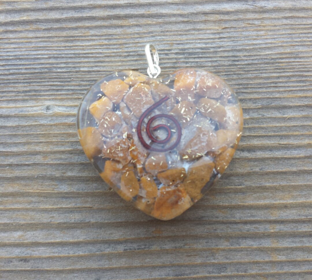 ORGONE YELLOW JASPER Gemstone Heart Shaped Pendant Orgone (one) - Etsy