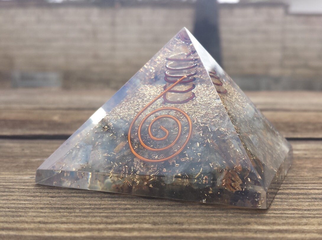 Large (60-65mm) KYANITE Orgone Gemstone Pyramid Large Pyramid Orgone