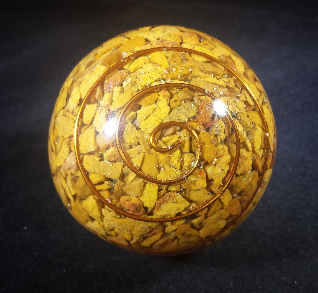 LARGE (60-70mm) YELLOW JASPER Stone Orgone Gemstone Sphere Orgone ...