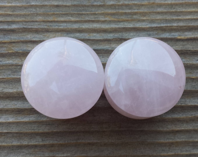 Rose Quartz Stone Double Flared Plugs pair - Etsy