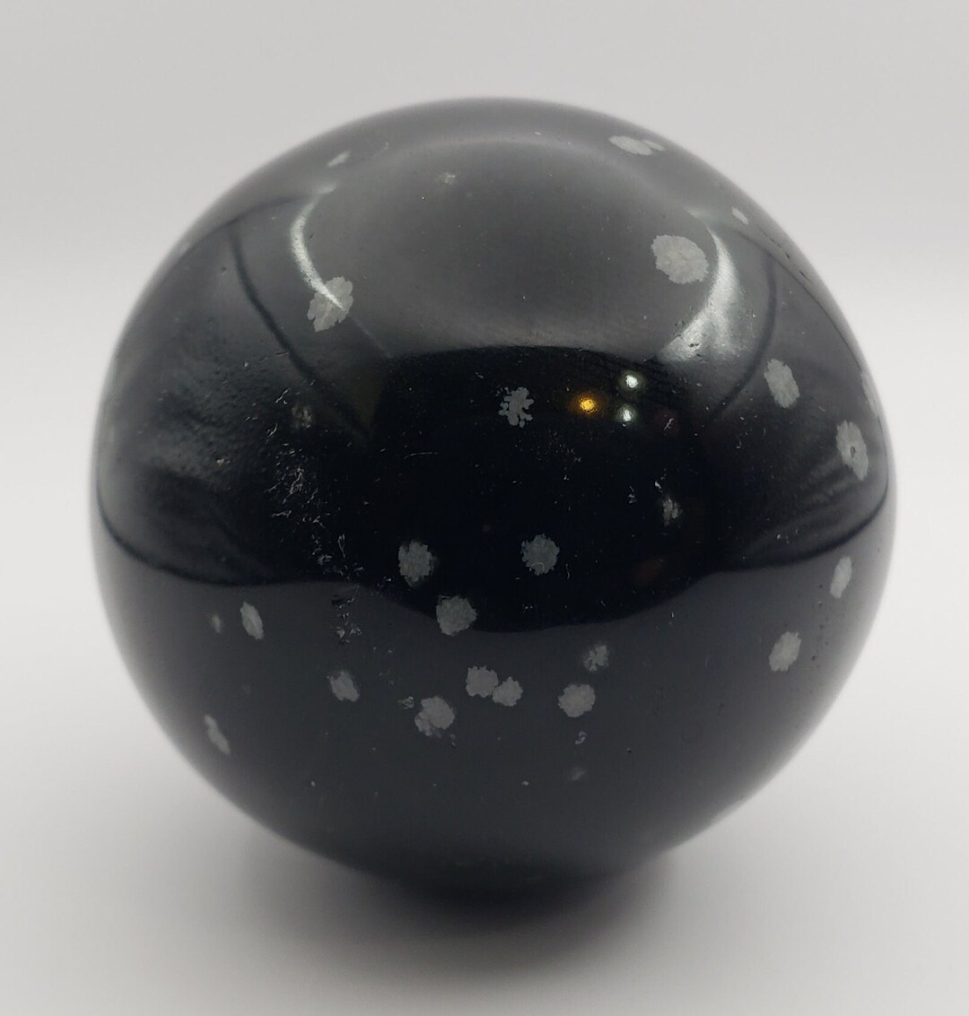 LARGE SNOWFLAKE OBSIDIAN Sphere Natural Stone Hand Carved Gemstone ...