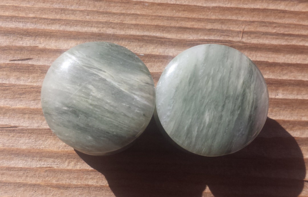 RARE! Pair of Real GREEN LINE Jasper Plugs Gauges Body Jewelry Double ...