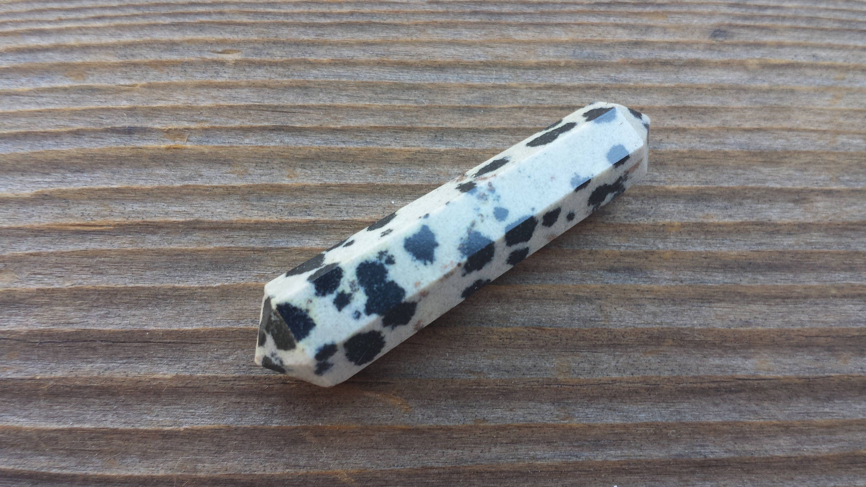 NATURAL DALMATIAN JASPER Double Terminated Gemstone Crystal Pencil ...