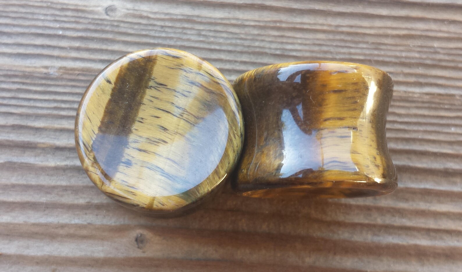 Pair of Real CONCAVE TIGER EYE Plugs Gauges Body Jewelry | Etsy
