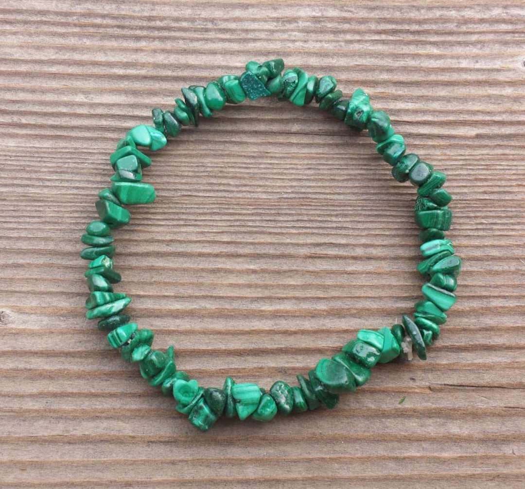 MALACHITE Natural Stone Gemstone Stretchy Chip Bracelet - Etsy