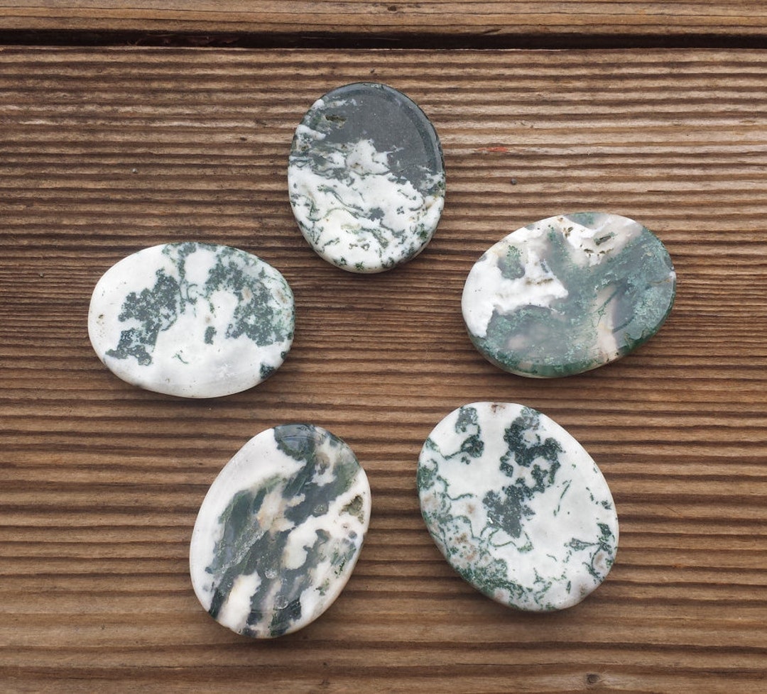 TREE AGATE Worry Stone Natural Stone Hand Carved Gemstone Worry Stone ...