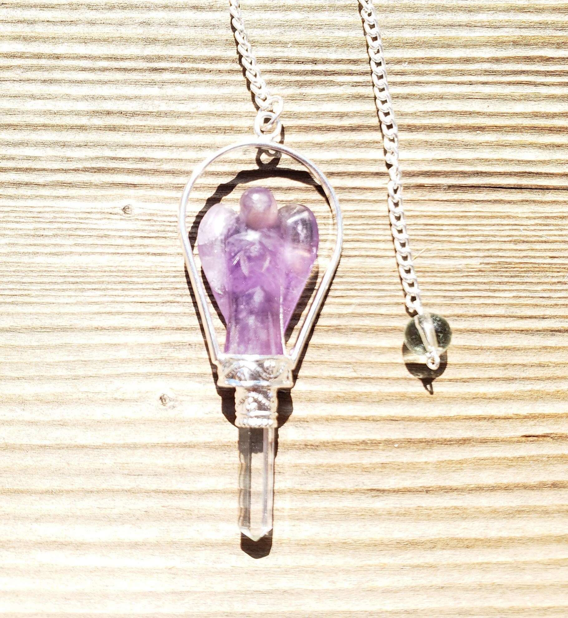 Natural AMETHYST Gemstone Angel Basket Pendulum