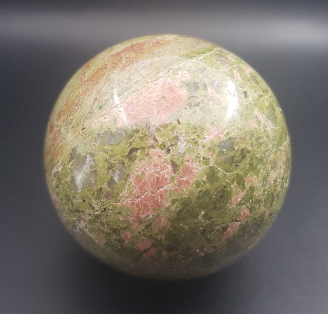 LARGE UNAKITE SPHERE Natural Stone Hand Carved Gemstone Sphere 55mm[43 ...