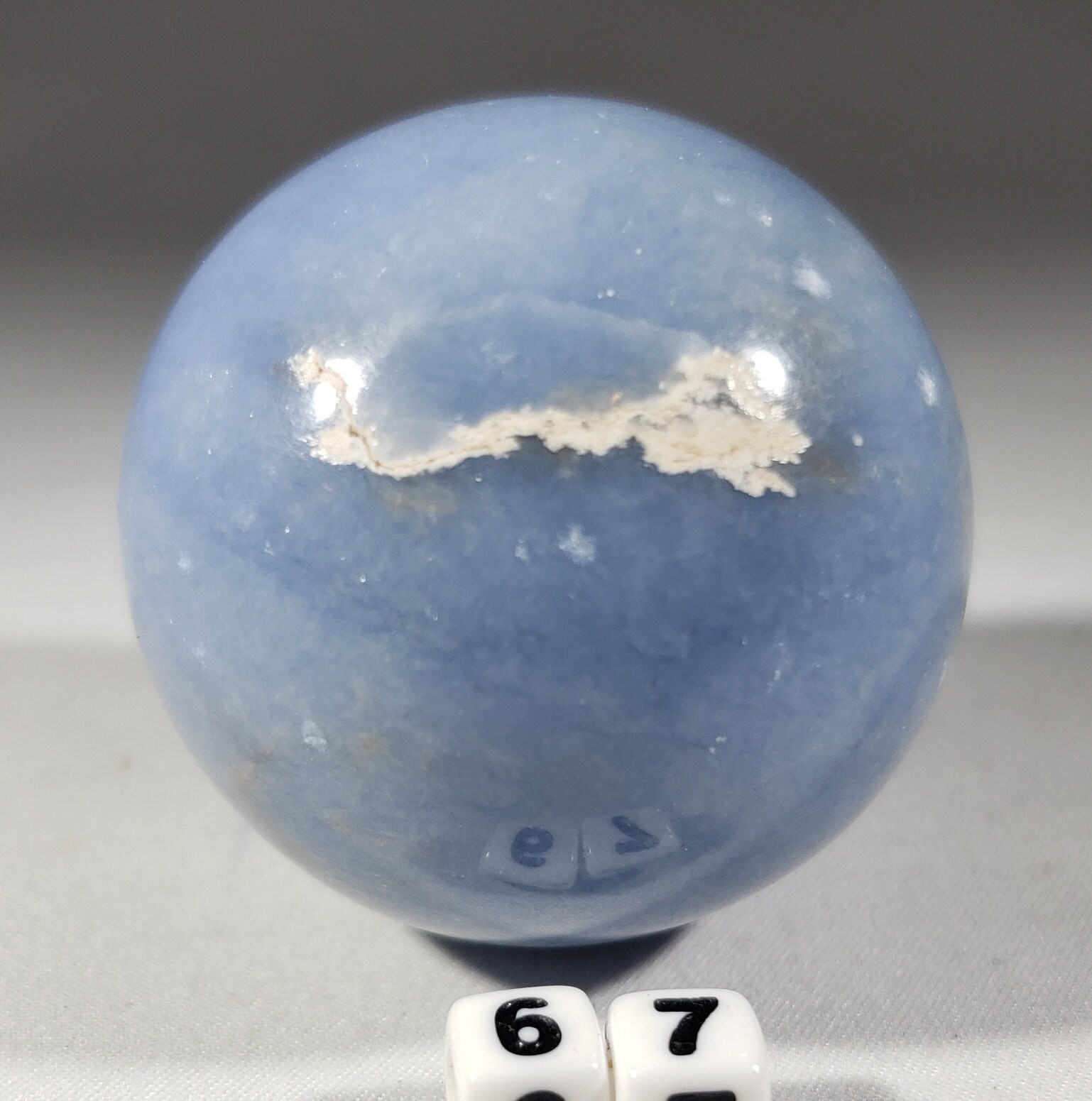 LARGE ANGELITE Sphere Natural Stone Hand Carved Gemstone Sphere 45mm [67]