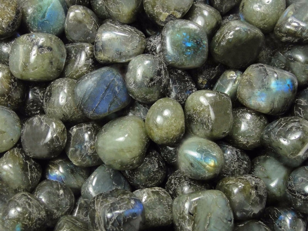 THREE (3) LABRADORITE TUMBLED Stones Medium/large Natural Tumble Stones ...