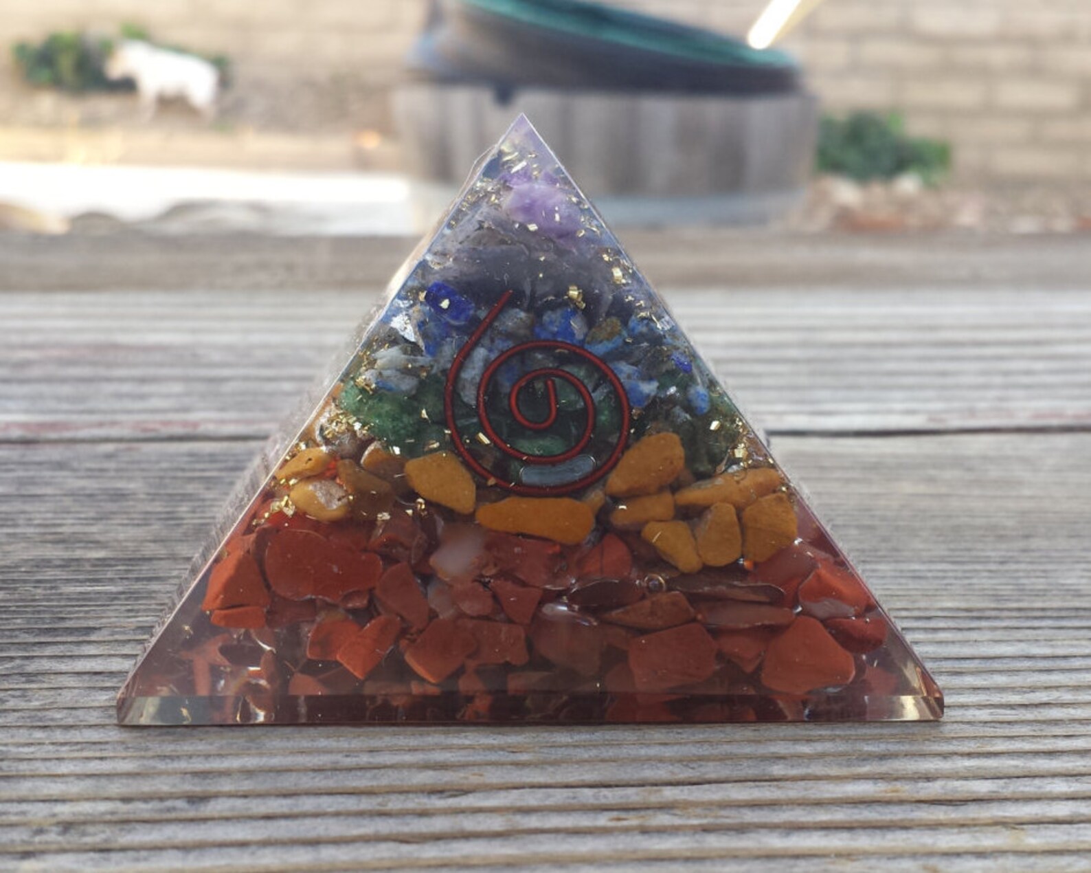 HUGE (70-75mm) 7 CHAKRA Layered Orgone Gemstone Pyramid Extra Large Pyramid Orgone - Etsy