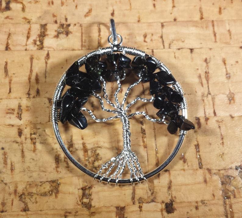 BLACK OBSIDIAN Tree of Life Wire Wrapped Pendant Stone Natural | Etsy