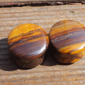 Pair of Real SUNSET JASPER Plugs Gauges Body Jewelry Double Flared ...