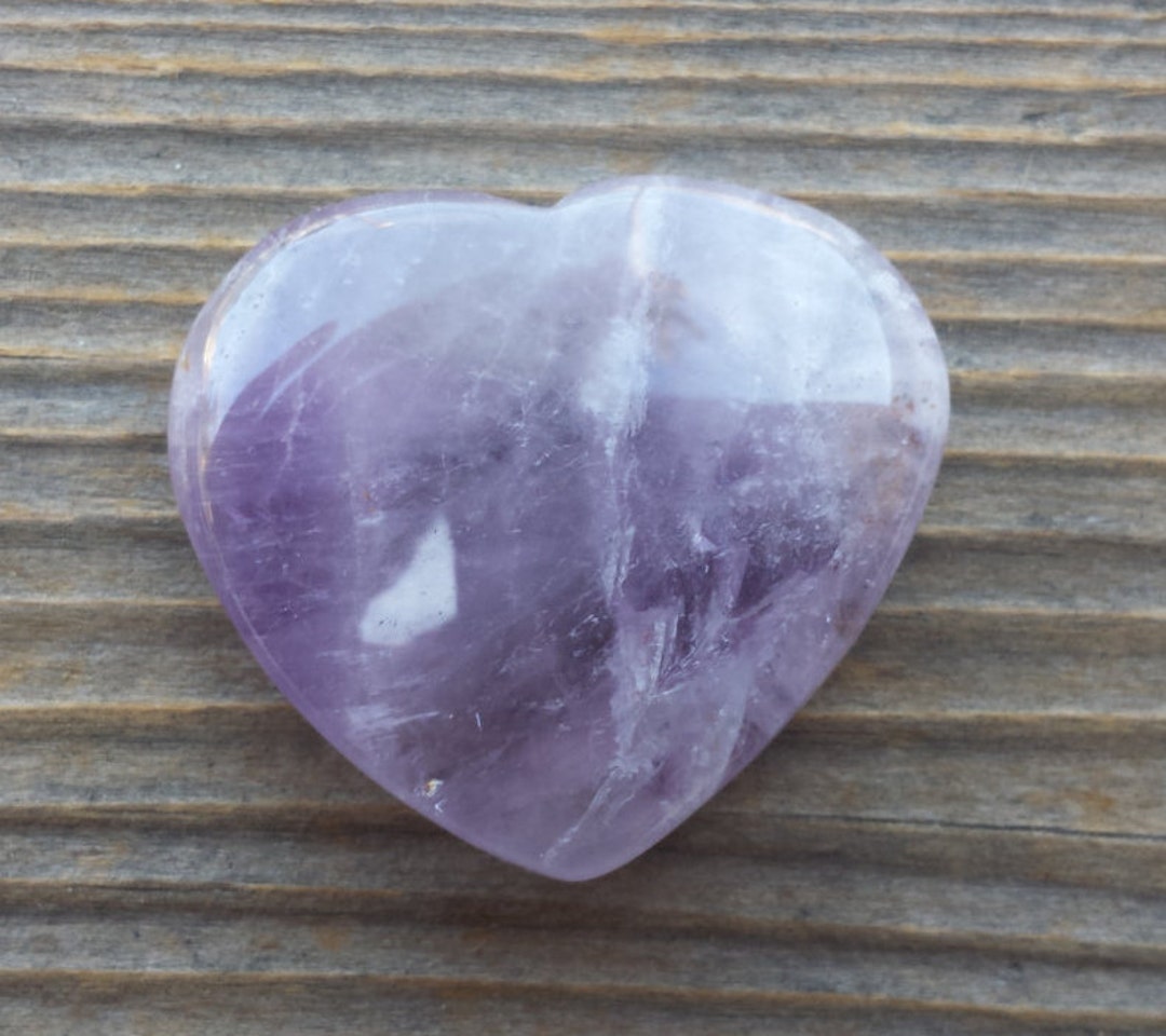NATURAL AMETHYST Gemstone Puffy Heart 30-35mm - Etsy