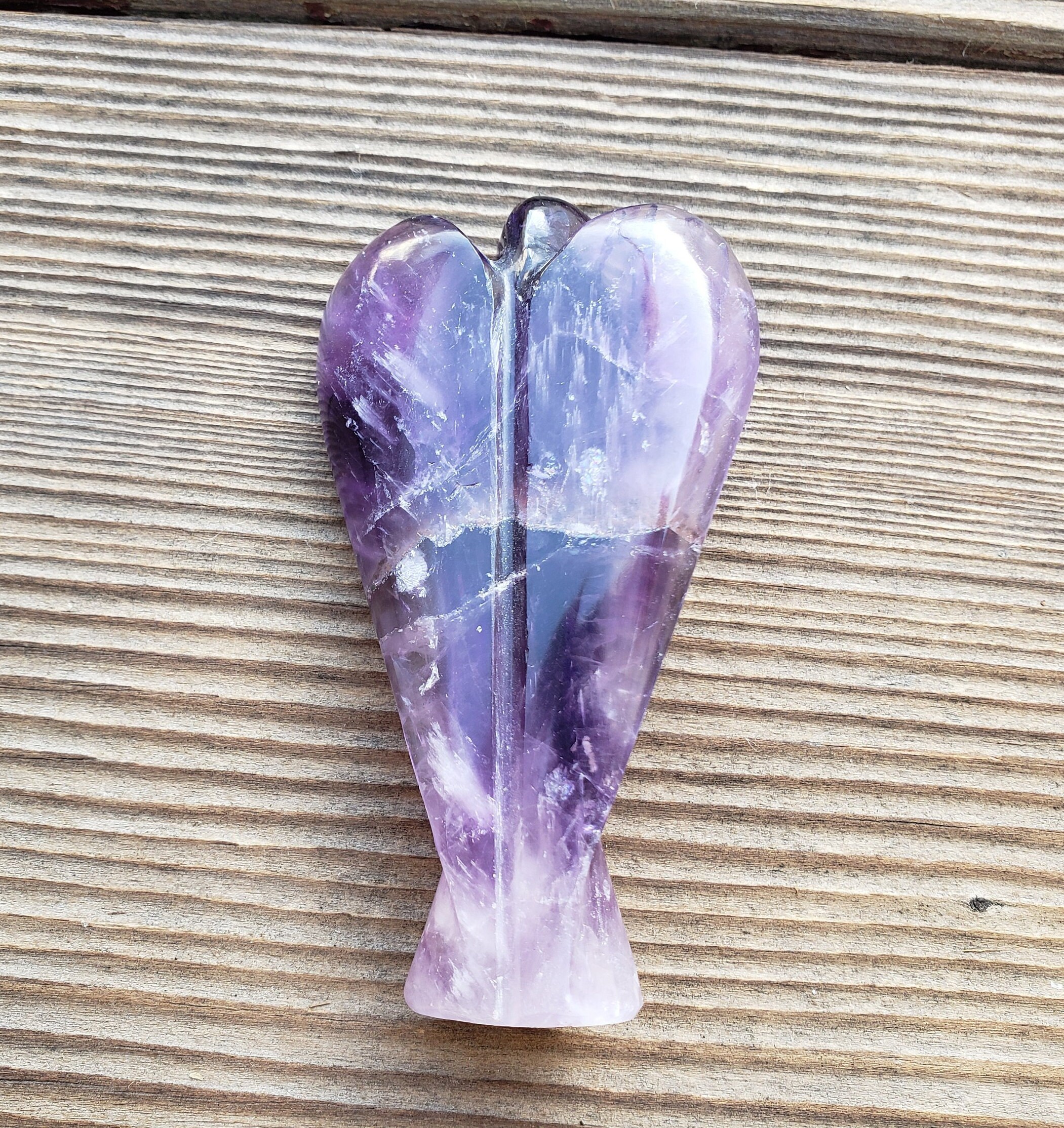3 AMETHYST ANGEL Natural Handcarved Stone Gemstone