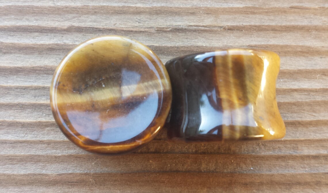 Pair of Real CONCAVE TIGER EYE Plugs Gauges Body Jewelry | Etsy