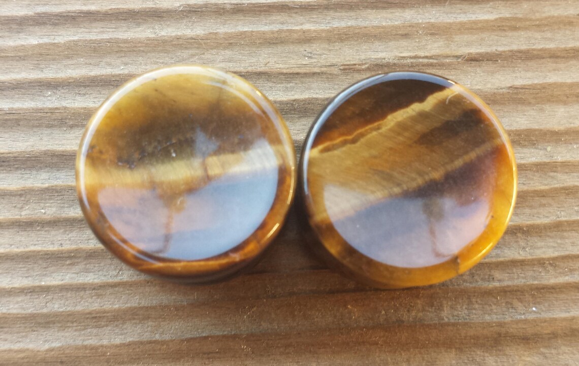 Pair of Real CONCAVE TIGER EYE Plugs Gauges Body Jewelry | Etsy