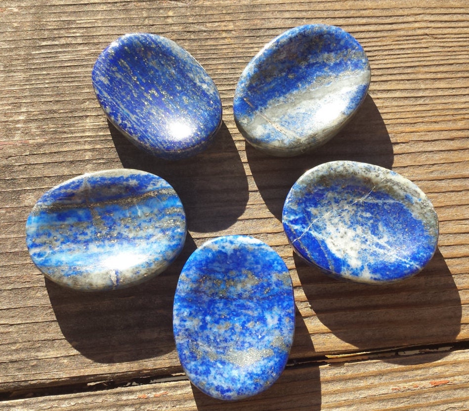 LAPIS LAZULI Worry Stone Natural Stone Hand Carved Gemstone Worry Stone