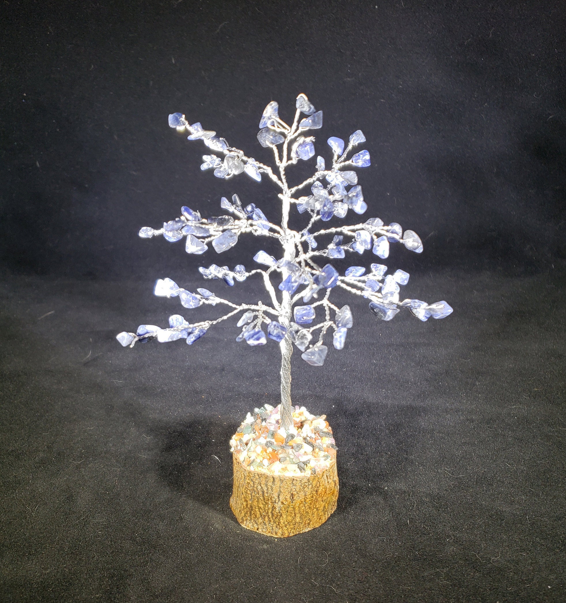 Natural SODALITE Gemstone Chip Tree With 100 Stones Crystal Tree Of Life Natural SODALITE Gemstone Chip Tree With 100 Stones Crystal Tree Of Life