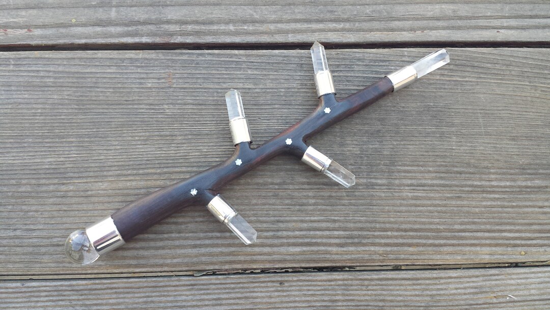 Rosewood Tree Inspired Wand With Clear Quartz Points - Etsy