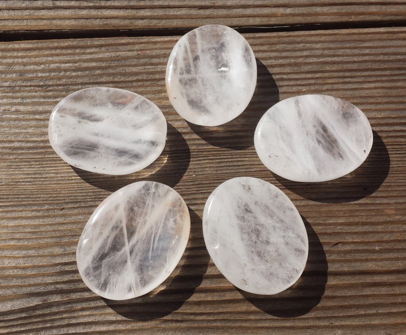 CLEAR QUARTZ Worry Stone Natural Stone Hand Carved Gemstone - Etsy