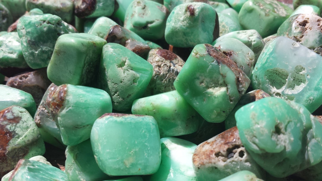 SIX (6) CHRYSOPRASE TUMBLED Stones Medium/large Natural Tumble Stones ...