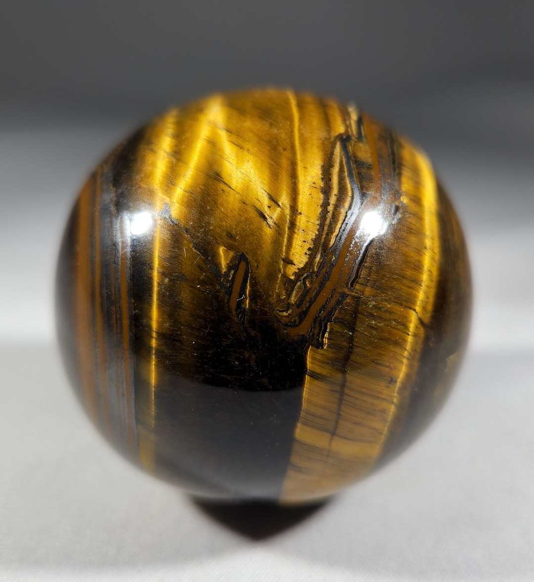 LARGE TIGER EYE Sphere Natural Stone Hand Carved Gemstone Sphere 48mm ...