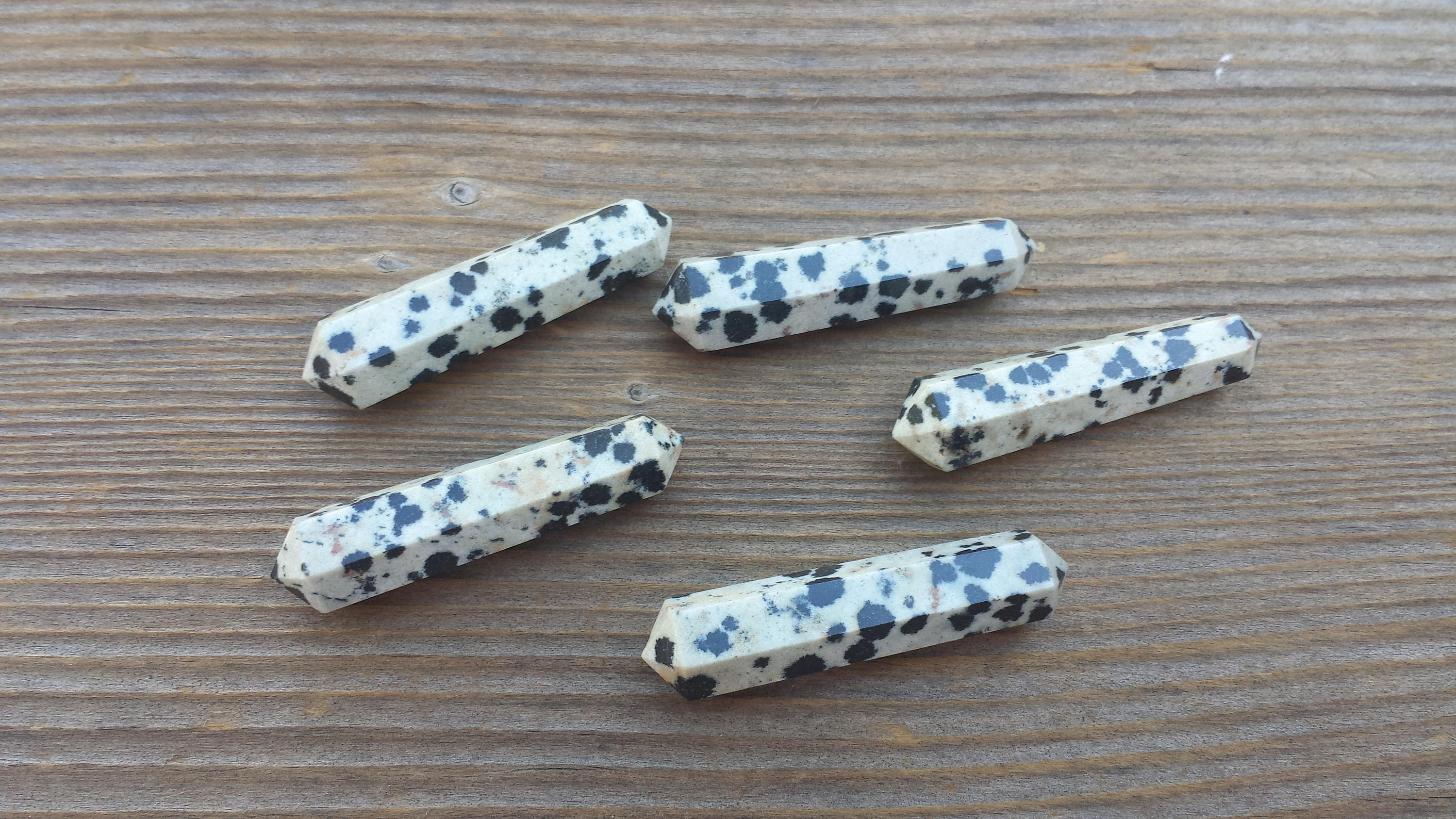 NATURAL DALMATIAN JASPER Double Terminated Gemstone Crystal Pencil ...