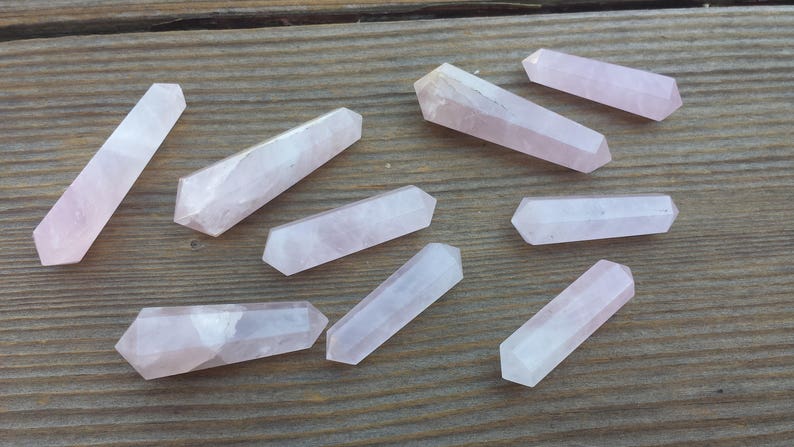 NATURAL ROSE QUARTZ Double Terminated Gemstone Crystal Pencil - Etsy