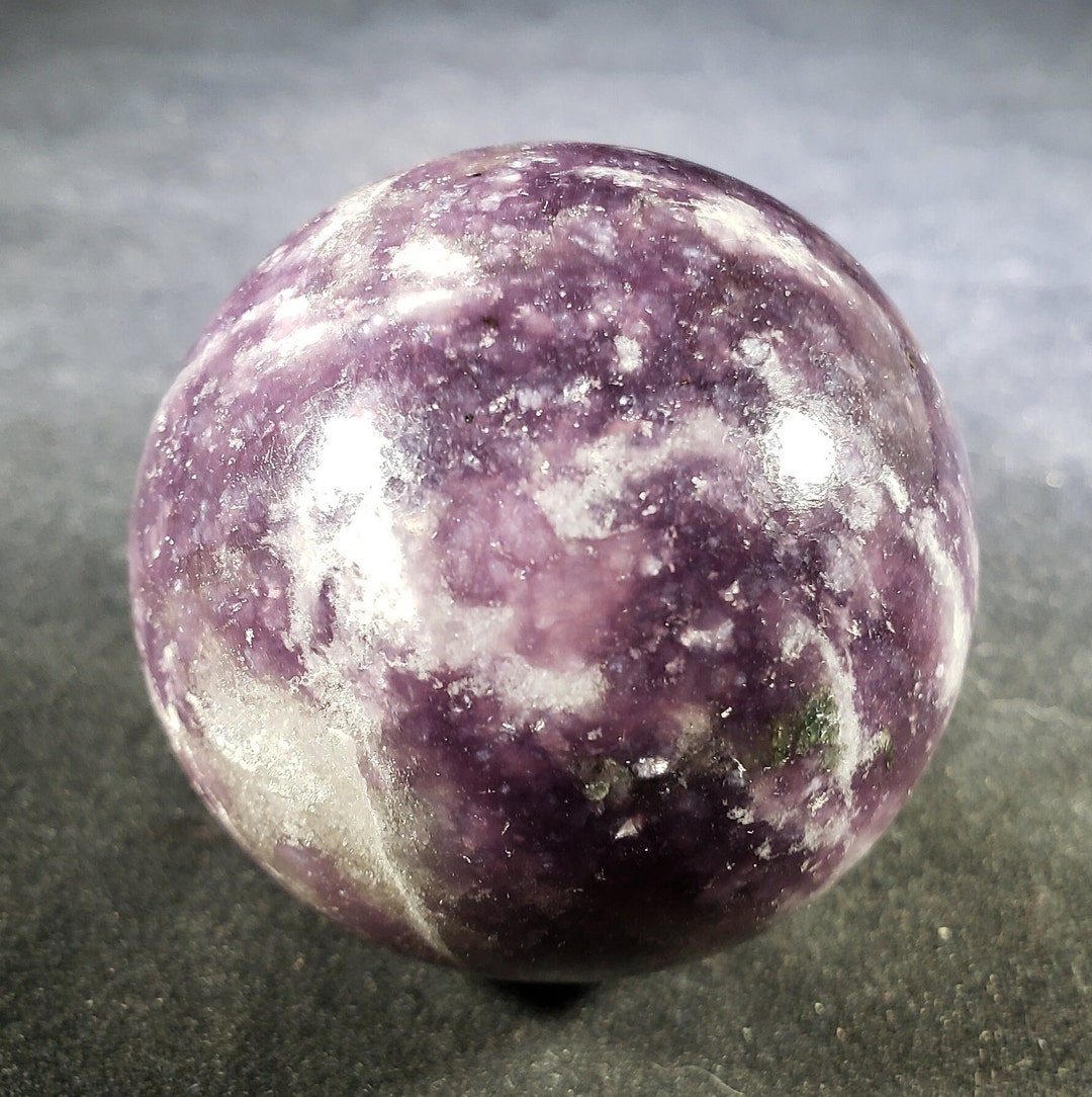 LARGE LEPIDOLITE SPHERE Natural Stone Hand Carved Gemstone Sphere 49mm ...