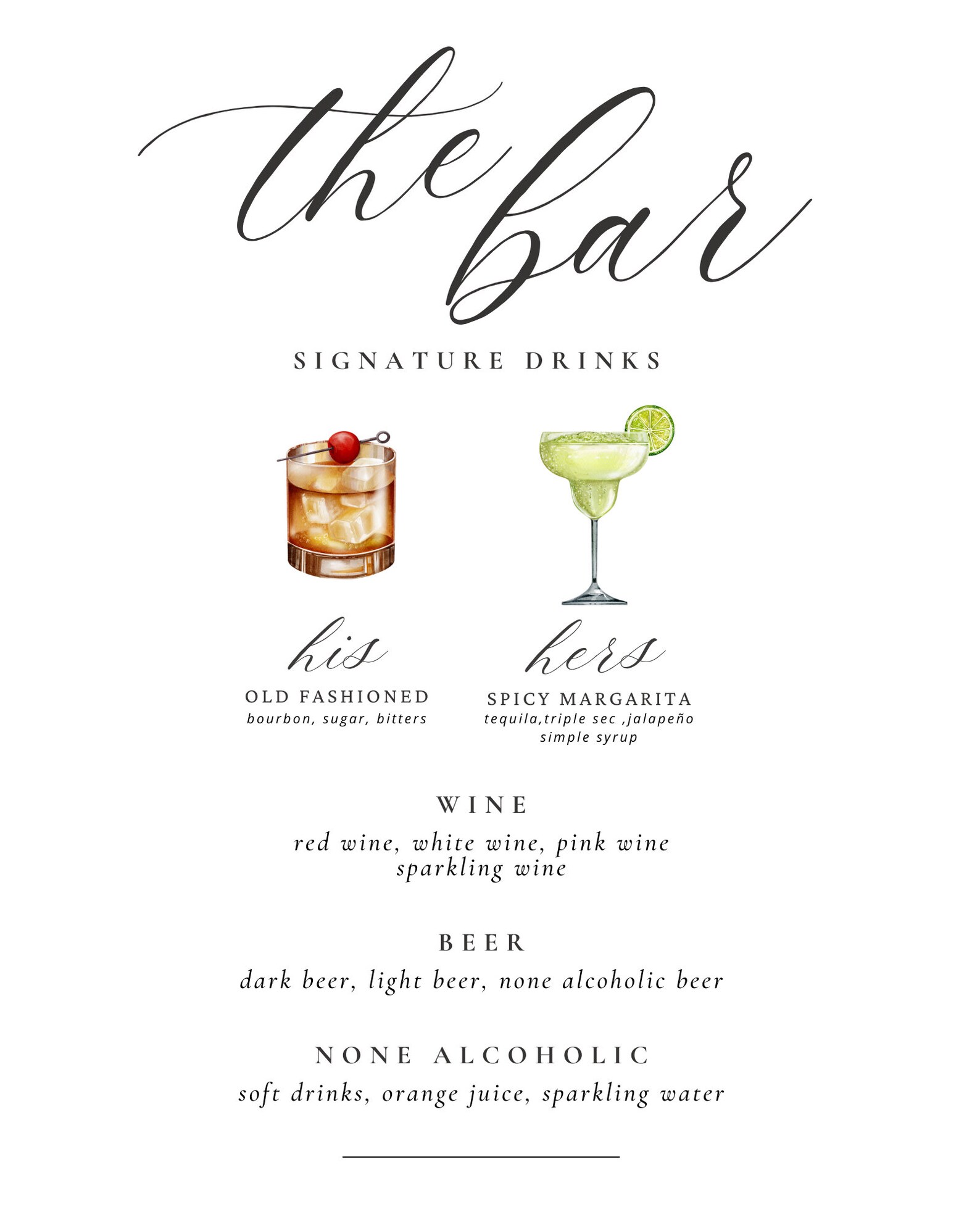 Customizable Bar Menu With Signature Drinks - Etsy
