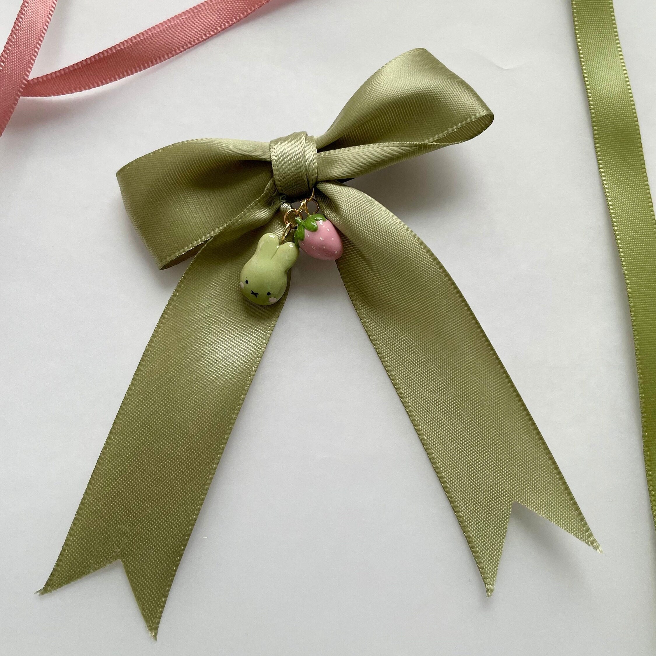 Matcha Bunny Hair Clip Handmade With Polymer Clay and Gold - Etsy