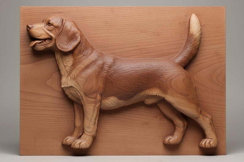 Beagle CNC Relief Model Set, Five Poses, Digital STL Files for CNC Wood ...