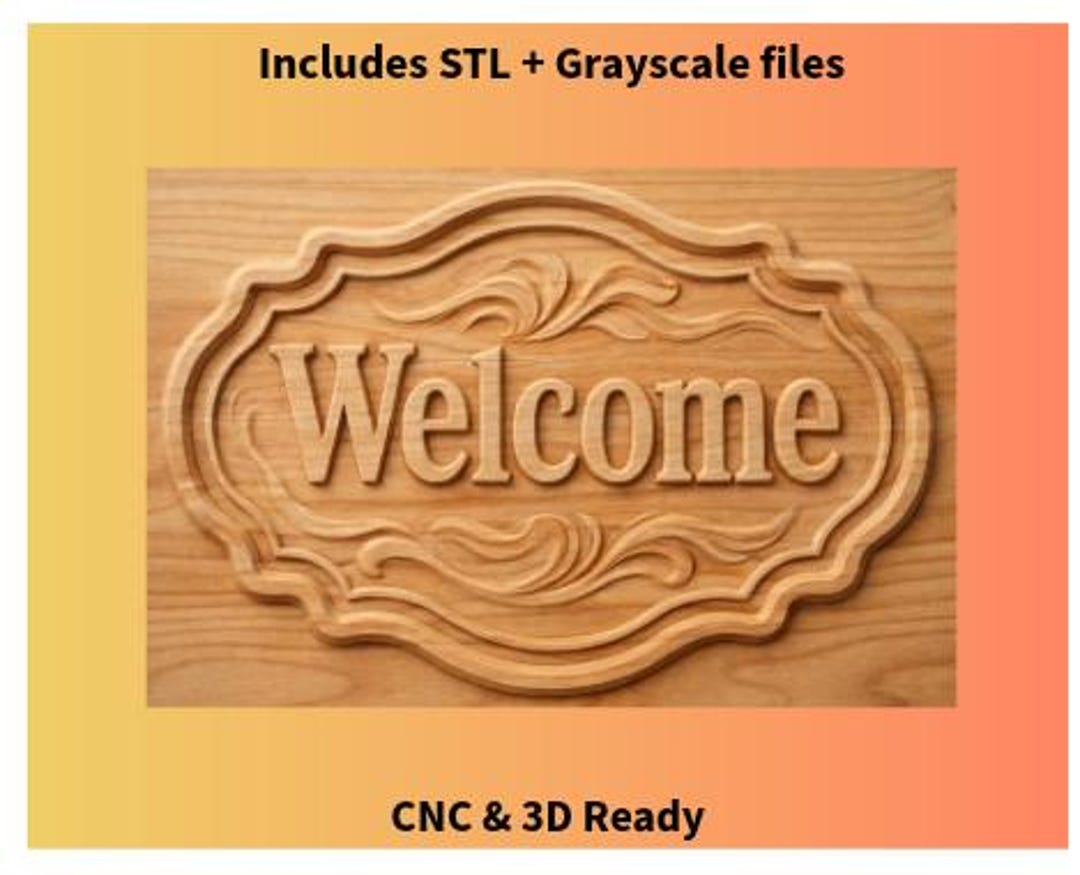 Welcome Sign CNC Relief STL - Grayscale Set | Decorative Welcome Plaque ...