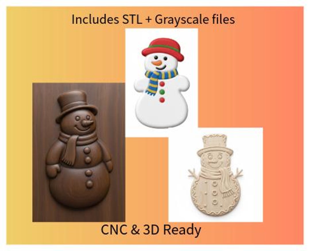 Snowman Cookie Relief Trio – CNC Bas Relief STL + Grayscale Files ...
