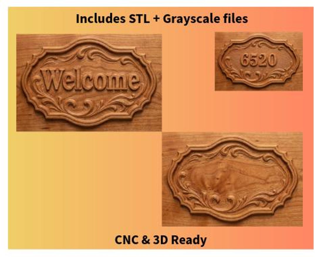 CNC Welcome Sign Plus Customizable Blank Center Sign 3D STL Files Add ...