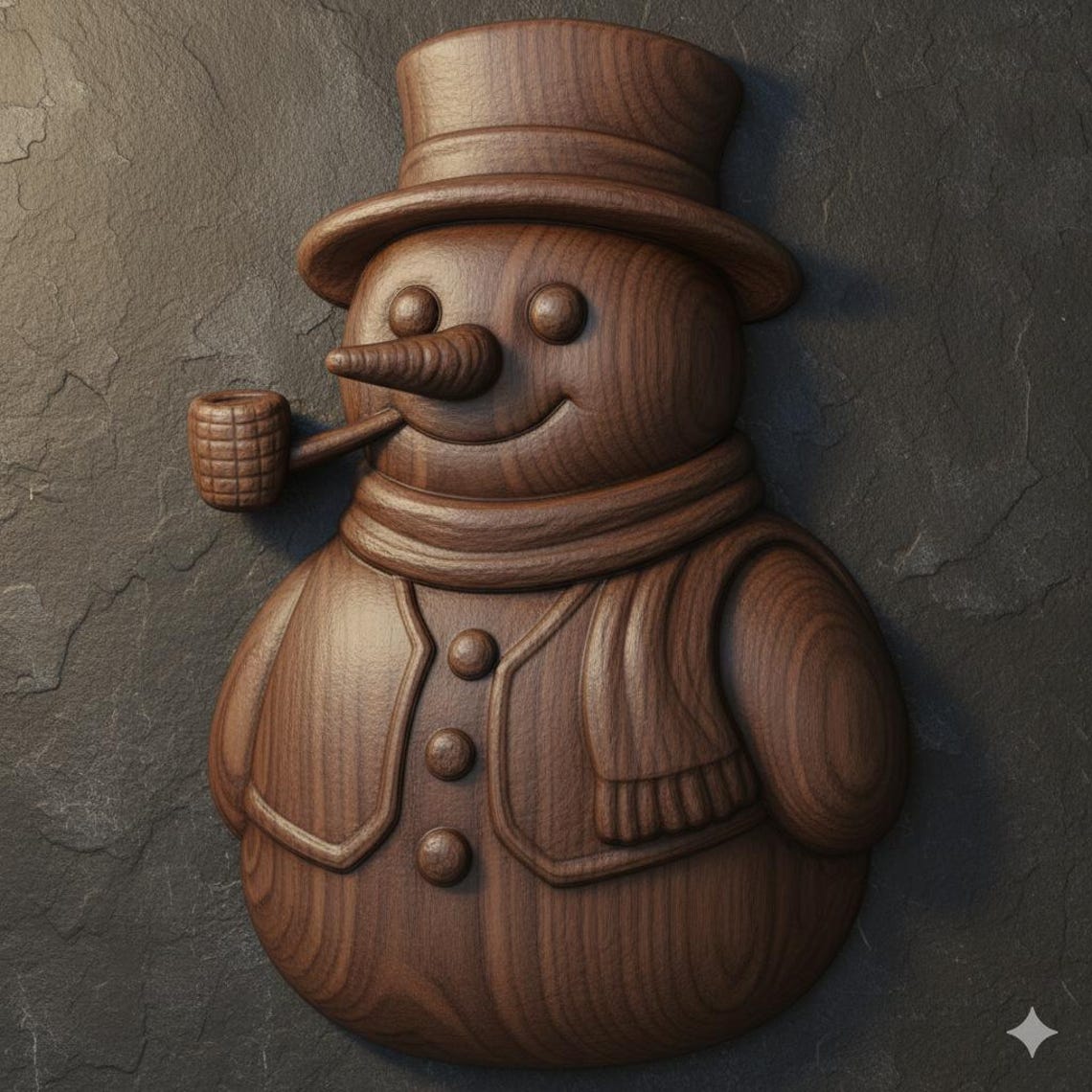 Snowman Bas-relief STL + Grayscale Image | 3D CNC Carving File | Winter ...