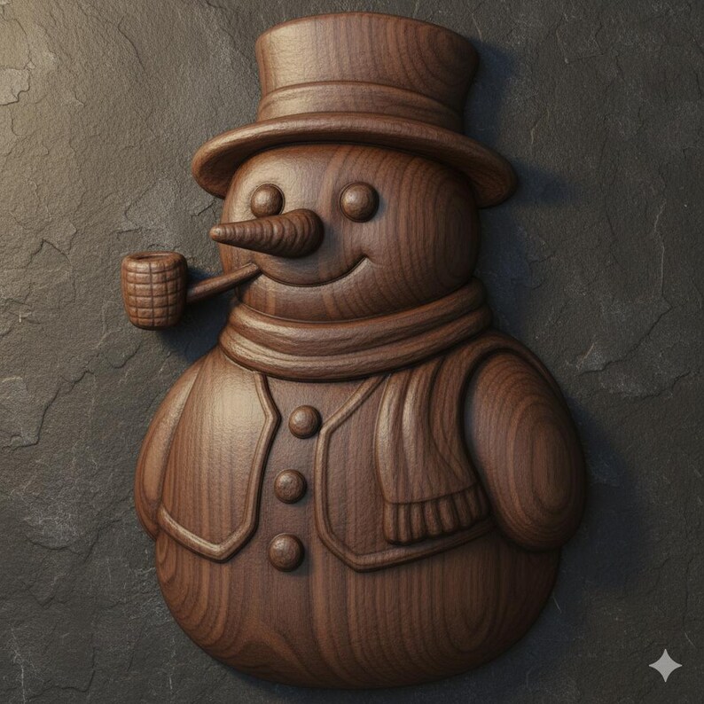 Snowman Bas-relief STL + Grayscale Image | 3D CNC Carving File | Winter ...