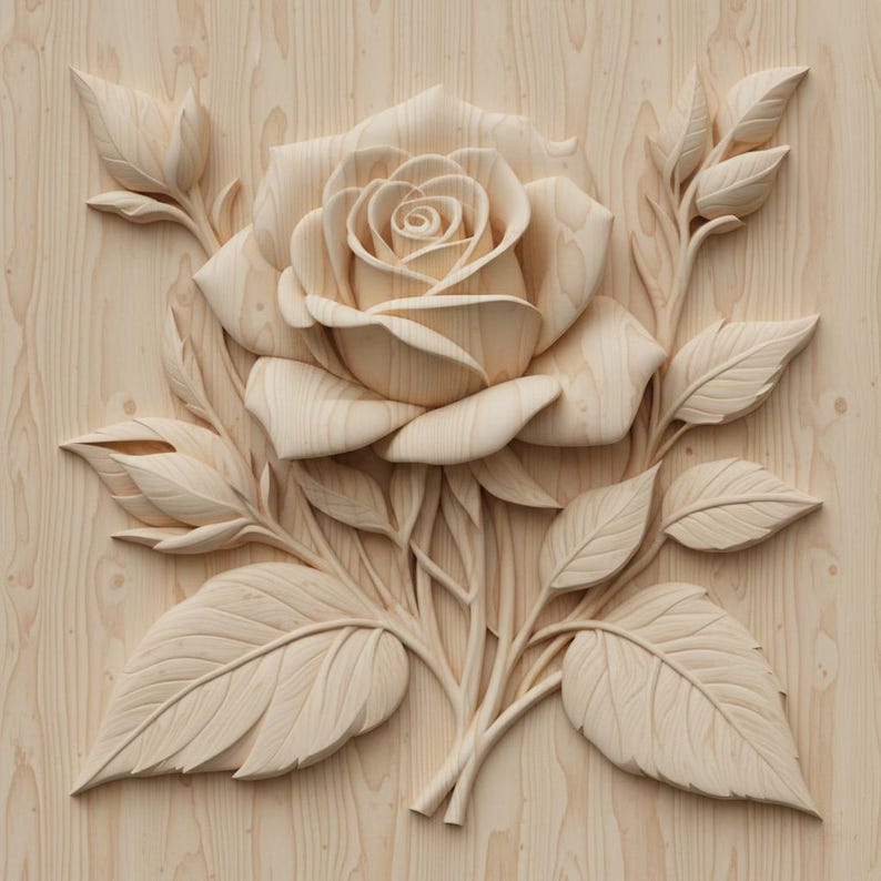 Rose Relief Model - CNC - 3D Printing Bundle | Lithophane STL Set ...