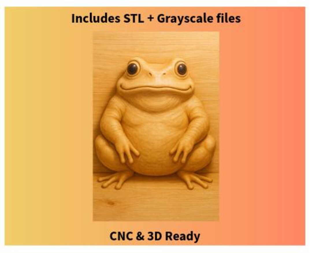 Cute Frog Model - CNC - 3D Printing Bundle | STL Models, Grayscale ...