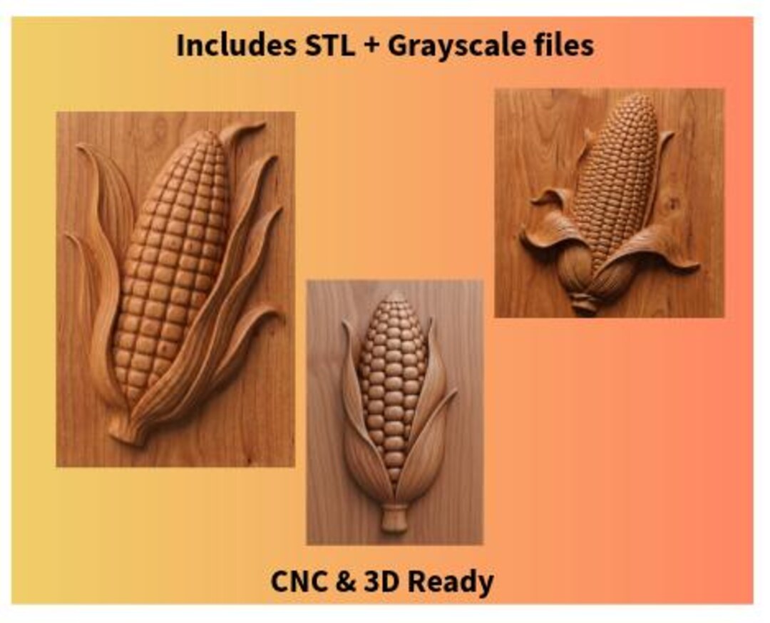 Corn Collection - CNC - 3D Printing Bundle | High-contrast Grayscale ...