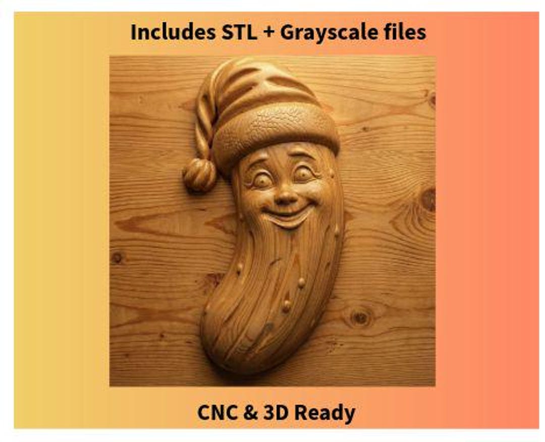 Christmas Pickle 3D STL Relief – Whimsical Holiday Carving Model ...