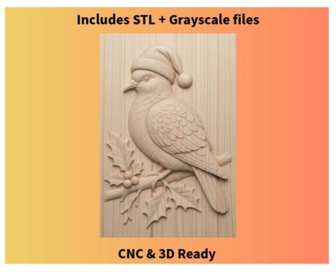 Christmas Turtle Dove Bas-relief | STL + Grayscale PNG | CNC Router ...