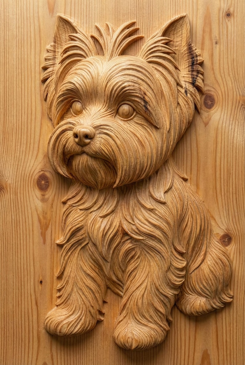 Yorkie Dog CNC Relief STL - Grayscale Set | Yorkshire Terrier 3D ...
