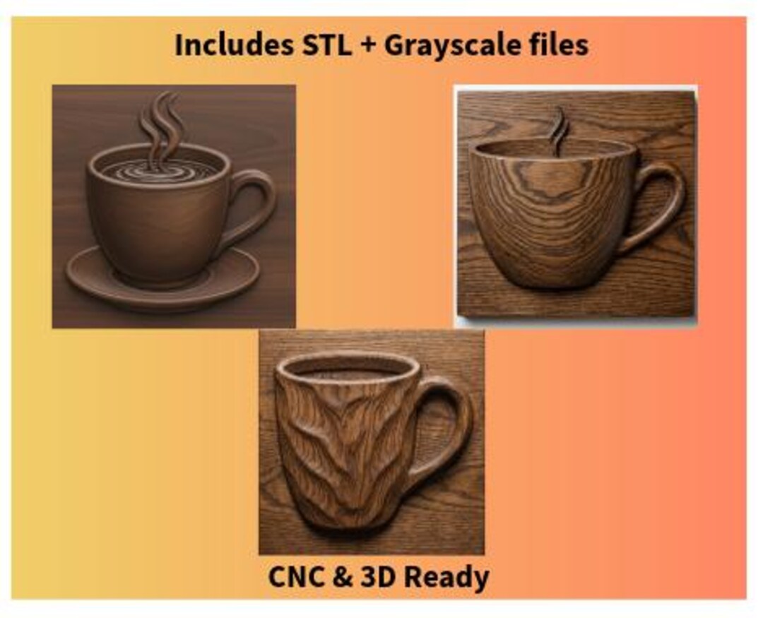 Coffee Cup Collection – 3 Style Set | Lithophane STL Pack | CNC, 3D ...