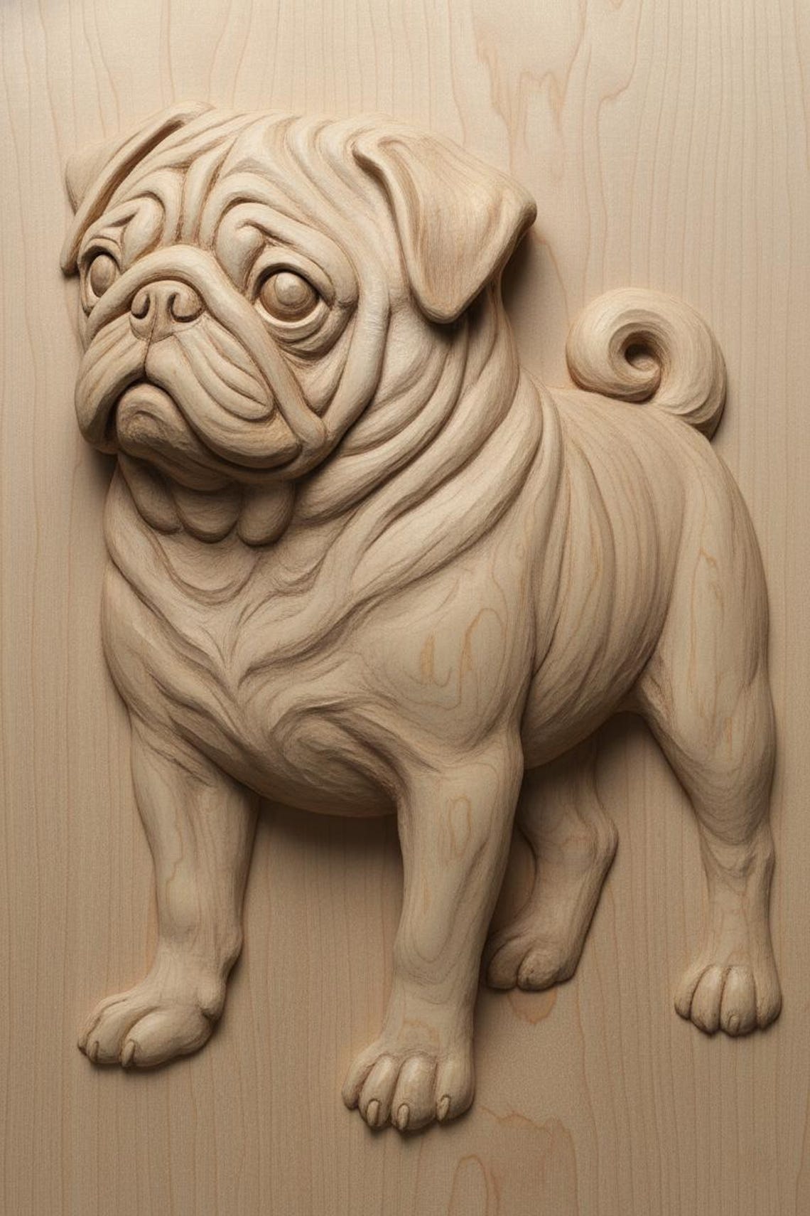Pug Dog CNC Relief - 4 STL + Grayscale Files | CNC & 3D Ready | Wood ...